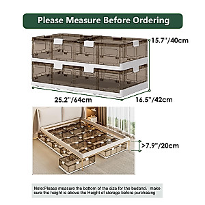 Under Bed Storage, 2 Packs Closet Organizer System, Underbed Storage with Wheels,7.9'' High Folding Blanket Storage, Laundry Room Organization, Closet Organizer with Lids,Stackable Clothing Storage