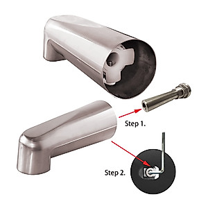 SENTO Slip On Gold Universal Heavy Durable Metal Bathroom Tub Spout Without Diverter, Heavy Duty Metal Bathtub Faucet Without Shower Diverter - 7 Inches 1/2" Copper Pipe, Satin Nickel