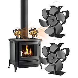 Hoyula 6 Blades Fireplace Fan, Wood Stove Fan Heat Powered Thermal Fan Heat Activaed for Wood Burning Fireplace, 2 Pack