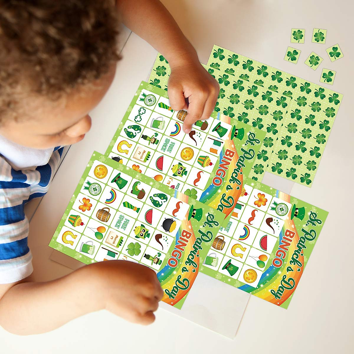 St.Patrick’s Day Bingo Game for Kids 24 Players Green Shamrock Party Game Supplies