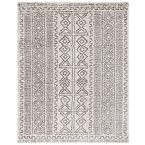 SAFAVIEH Hudson Shag Collection Area Rug - 8' x 10', Ivory & Grey, Moroccan Design, Non-Shedding & Easy Care, 2-inch Thick Ideal for High Traffic Areas in Living Room, Bedroom (SGH376A)
