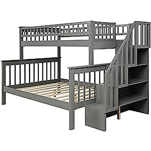 STP-Y Bunk Beds Twin Over Twin Wood Bunk Bed Frame for Boys Girls Teens, Can be Divided into 2 Beds, Gray (Color : Grey, Size : Twin Over Full)