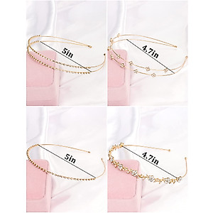 Jaciya Gold Bridal Headband 4 Pieces Rhinestone Headbands Crystal Flower Girl Leaves Crown Head Band Tiara Wedding Hair Accessories