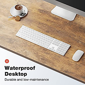 OLIXIS Computer Desk Writing Work Modern PC Table with Storage and Hooks for Bedroom, Home Office, 2 Person Use, 47 Inches, Rustic Brown