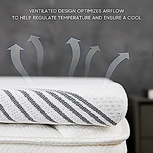 FLEXPEDIC 3D Breathable Mesh Cover and Coconut Shell Carbon Twin Memory Foam Firm Mattress Topper 2 Inch, Double-Sided Cooling Pad with Non-Slip Ventilated Cover, Pressure-Free Mattresses Toppers