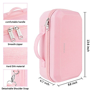 YOREPEK Cute Carrying Case Compatible with Oculus Quest 2 Headsets, Basic Elite Strap, Controllers and VR Accessories for Women, Hard Meta Carry Bag for Travel and Home Storage - Pink