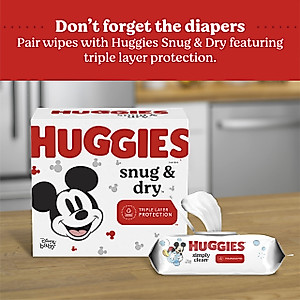 Baby Wipes, Unscented, Huggies Simply Clean Fragrance-Free Baby Diaper Wipes, 6 Flip-Top Packs (384 Wipes Total),64 Count (Pack of 6)