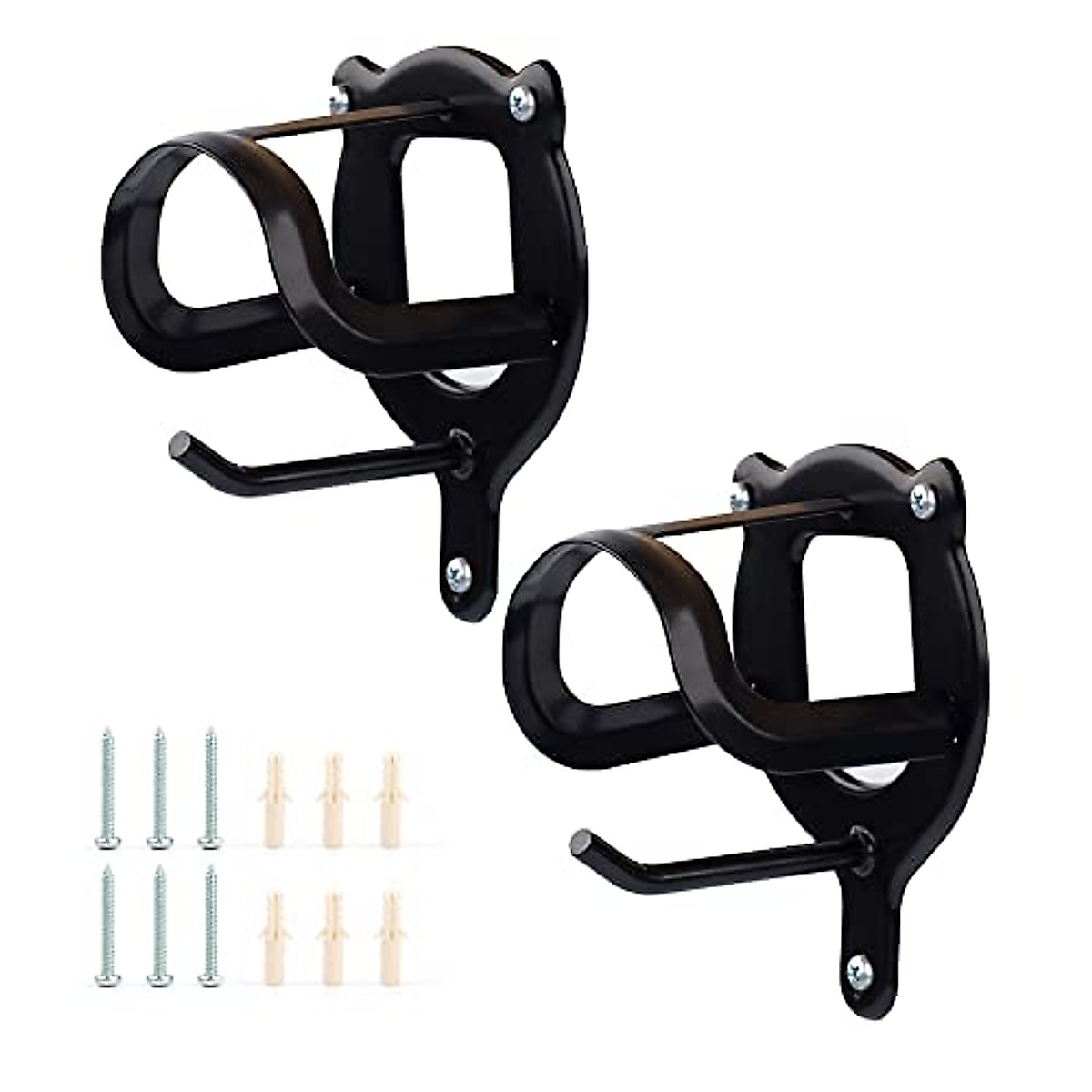 Y.J TAILS Horse Bridle Rack Bridle Bracket Halter Hooks Metal Bridle Holder Horse Tack Organizer Wall Mount with Tubes and Screws for Horse barn Supplies (Black - 2pcs)