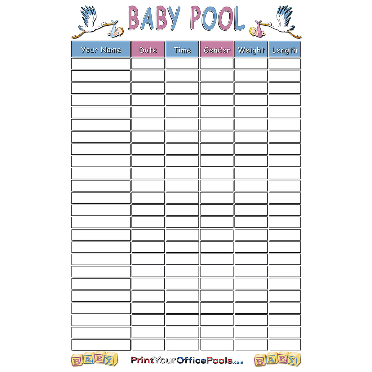 Zieglerworld 22 x 34 Baby Birth Pregnancy Due Date Prediction Game Poster - Great for Baby Showers - Reusable & Erasable