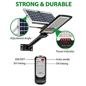 AWANFI 80W Solar Street Lights Outdoor Dusk to Dawn, Solar Powered IP67 Waterproof Flood Lights with Remote Control for Outside Yard Lighting (6500K Cool White)