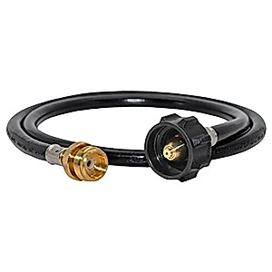Flame King YSN-QCC-1LB 4-Feet Adapter Hose Converter Replacement for QCC1/Type1 Connects 1LB Bulk Portable Appliance to 20lb Propane Tank, Black