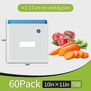 VMstr 60 PCS Food Vacuum Zipper Bags, Sous Vide Bags for Cooking(10.24 * 11.02in), Use with Food Handheld Vacuum Sealers