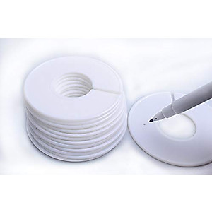 20 Pack Clothing Rack Size Dividers Wardrobe Round Hangers Dividers with 1 Piece Marker Pen (20pcs, Blank)