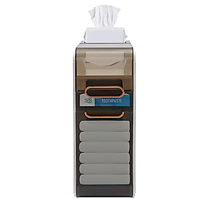 HuaShuani Narrow Bathroom Storage Cabinet, Plastic Bathroom Floor Cabinet, Toilet Side Cabinet Toilet Paper Holder with 3 Drawers, Translucent Panels Design (22 * 41.5 * 60CM)