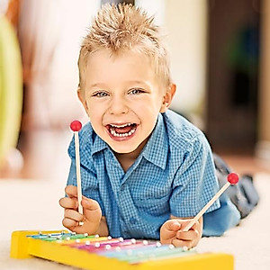 12pcs drum sticks Rubber Mallet Percussion Sticks with Wood Handle Round Head Mallet Music Accessories for Children wooden hammer Kids kids mallets (Red)