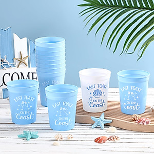 Tuitessine Last Toast On The Coasts Bachelorette Party Plastic Cups 12PCS Costal Stadium Cups Bridal Showers Party Favors Decorations Reusable Party Cups Supplies 16OZ