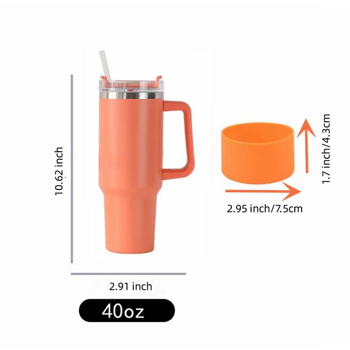 40 oz stainless steel insulated cup with lid and straw, insulated travel cup with handle, dual wall insulated coffee cup, reusable stainless steel water bottle travel cup. (Light Blue)