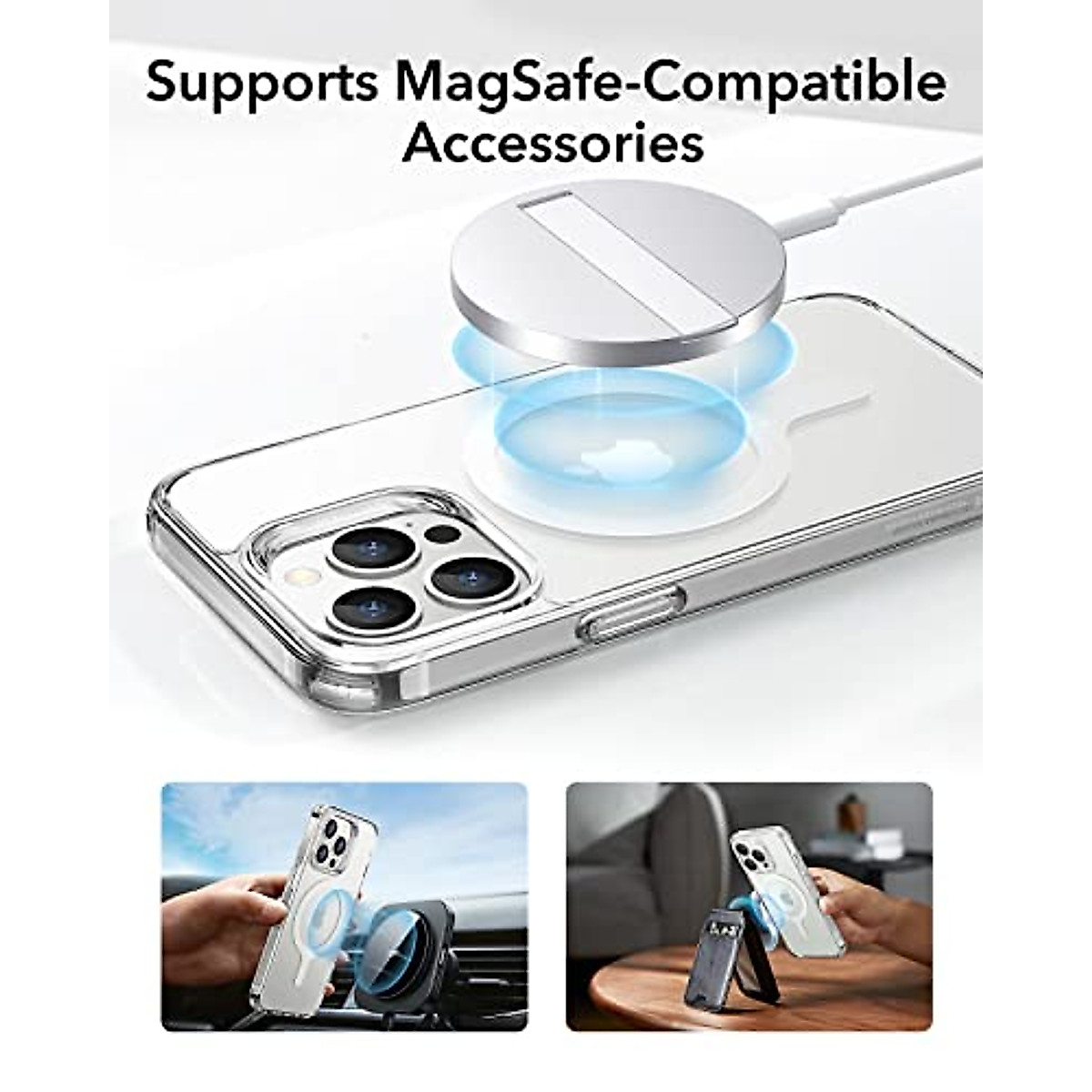 ESR MagSafe Ring 360 (HaloLock), MagSafe Sticker, MagSafe Magnet, Universal Magnetic Conversion Kit for iPhone 14/13/12/11/X Series, Galaxy S23/S22/S21/20 and More, 2 Pack, MagSafe Accessories, White