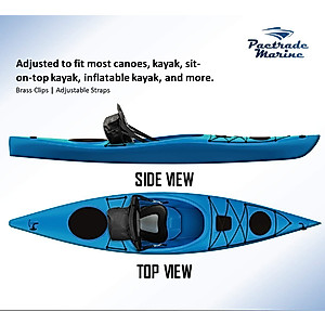 Pactrade Marine Adjustable Straps Black Gray Padded Deluxe Kayak Seat Detachable Storage Back Backpack Bag Canoe Backrest Support Cushion Sit On Top Fishing Brass Clips Canoeing Kayaking Rafting (1)