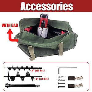 HIGOSPRO 6-Inch & 4-Inch Auger Bit Earth Auger,1500W Electric Post-Hole Digger, Earth Auger Digging Drill, Ideal for Post Hole Digging, Drilling, Tree Planting