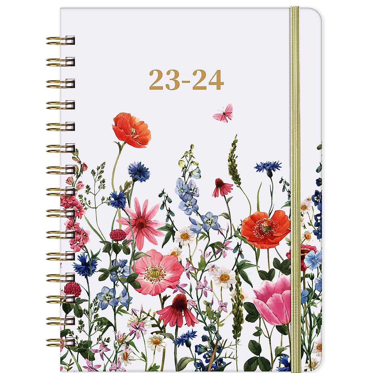 Planner 2023-2024 - Academic Planner 2023-2024, Jul.2023 - Jun.2024, 2023-2024 Planner, 2023-2024 Planner Weekly & Monthly with Tabs, 6.4" x 8.5", Hardcover + Back Pocket + Twin-Wire Binding, Daily Organizer - Flowers