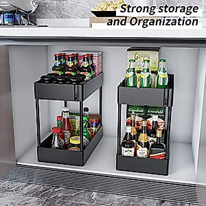 Under Sink Organizer, Under Sink Organizers and Storage Under Sink Shelf 2 Tier Under Sink Organizer Rack Under Sink Storage for Kitchen Bathroom Countertop And Cabinet,Bath Collection Baskets Black