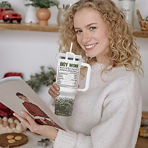 Boy Mom Gift Tumbler, Mother's Day Gift for Boy Mom Boy Mama, Gift for Mom From Son, Boy Mom Nutrition Fact 40 Oz Tumbler with Handle