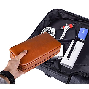 PU Leather Pencil Bag Pen Case, Large Capacity Stationery Pouch Pencil Holder Desk Organizer, Portable Pencils Pens Pouch for Electronic Organizer and Office Supplies (Brown)