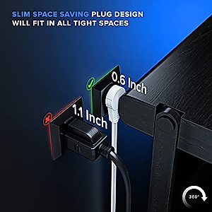 Maximm Cable 10 Ft 360° Rotating Flat Plug Extension Cord/Wire, 16 AWG Multi 3 Outlet Extension Wire, 3 Prong Grounded Wire - White - UL Certified