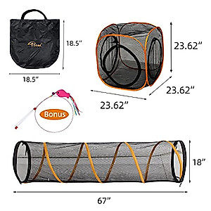 ITENT Cat Play Tunnel + Cube(with Three Ways) for Indoor and Outdoor, Cat Play House, Cat Enclosures, Collapsible Cat Cube, Tunnel, Cat Toys Easy to Connect with Cat Tent