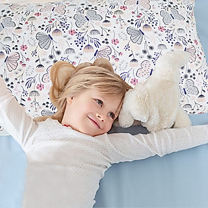 Colorful Butterfly Kids' Pillowcases, 2 Pack Cotton Toddler Pillow Cover Soft Pillow Shams, Travel Pillow Cases with Envelope Closure for Bedding, Standard 20" X 30" Pillowcase