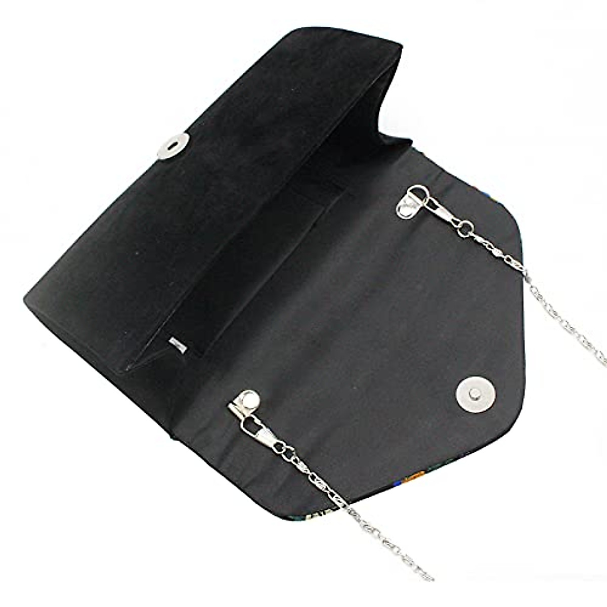 Miss Chow Womens Cute Small Flower Embroidered Silklike Velvet Clutch Evening Bag Ethnic Party Handbag