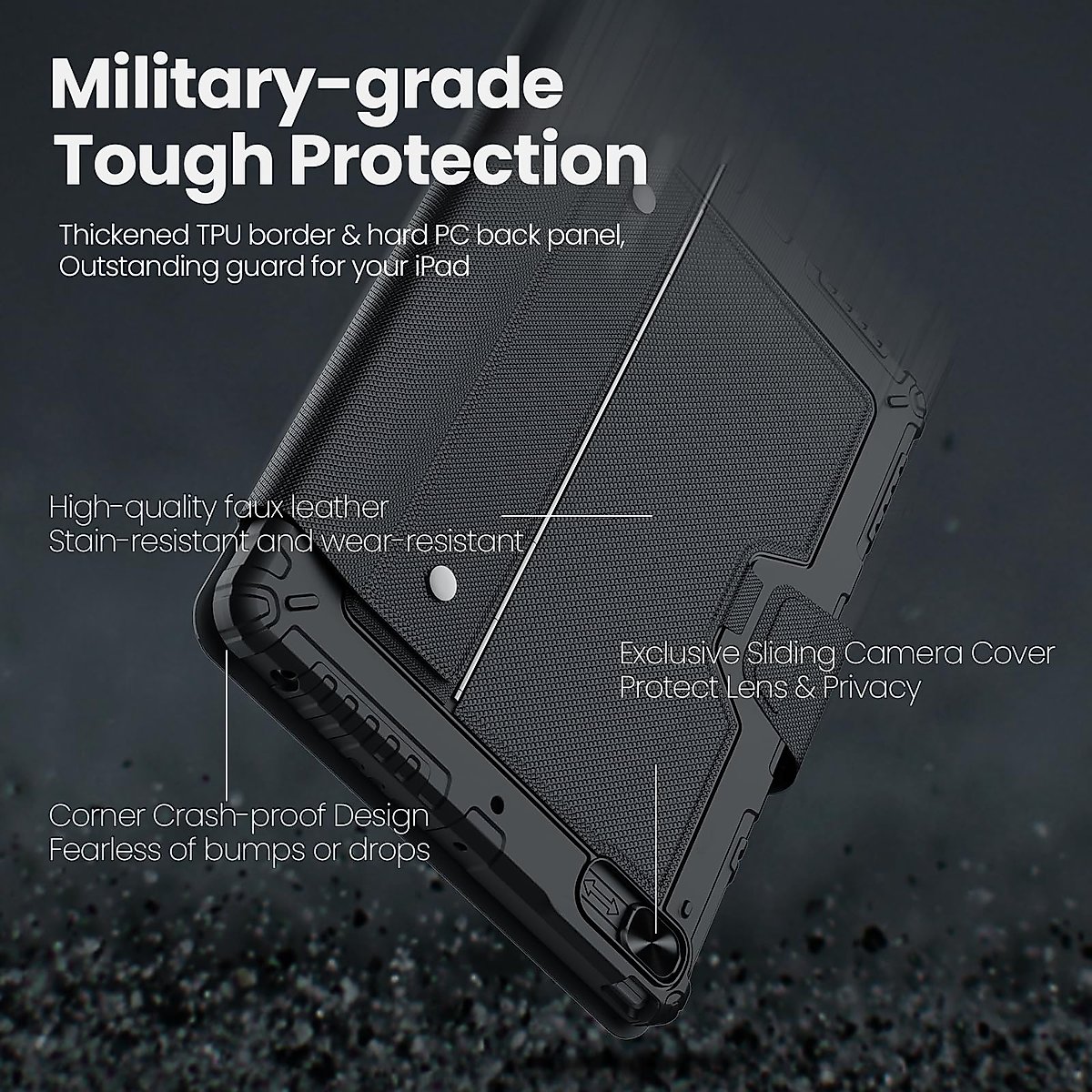 Nillkin iPad 9th Generation (10.2", 2021) Case with Detachable Keyboard, Magic Trackpad, Portrait/Landscape Modes, Rugged Keyboard Case with Camera Cover for iPad 8th/7th Gen, Black