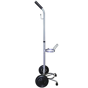 ResOne Lightweight Single D/E Oxygen Cylinder Cart, Adjustable Handle, Durable Powder-Coated Finish, Portable Oxygen Tank Cart with Wheels, Holds 1 D Size or E Size Cylinder - 4pk