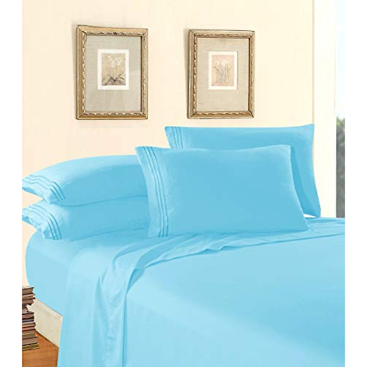 Elegant Comfort Luxury 1500 Thread Count Egyptian Quality Microfiber 4-Piece Premium Hotel Sheet Set-Wrinkle Resistant, All Around Elastic Fitted Sheet, Deep Pocket up to 16", Twin/Twin XL, Aqua