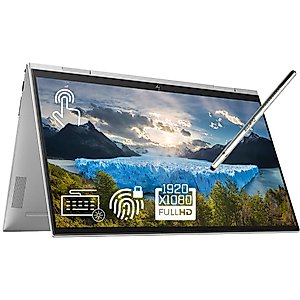HP Envy x360 2-in-1 15.6" Touchscreen Laptop, Intel Core i5-1135G7, Intel Iris Xe Graphics, 16GB DDR4 RAM, 512GB PCIE SSD, Backlit Keyboard, Fingerprint, Stylus Pen, Windows 11 Pro, Silver