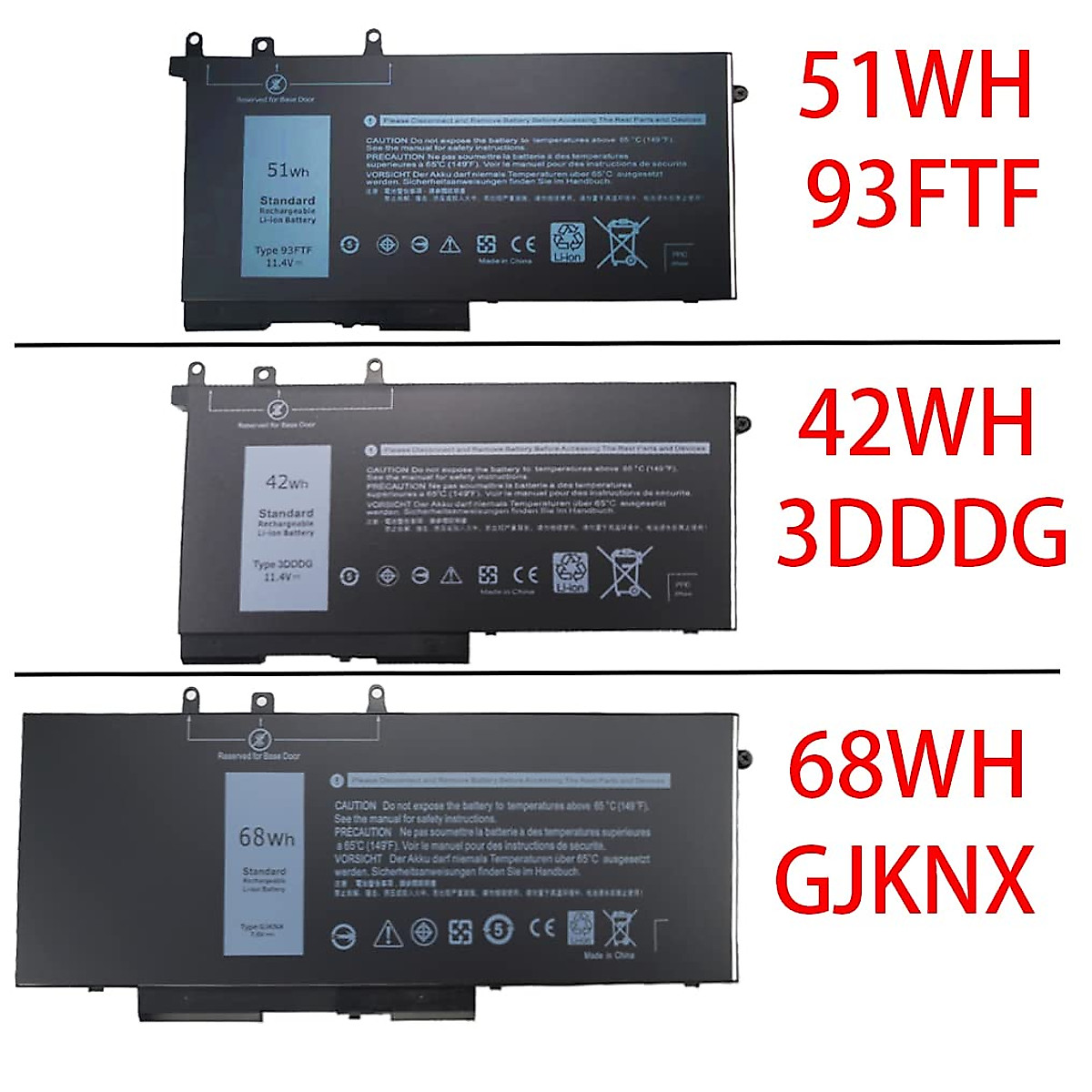 51Wh 93FTF Laptop Battery for Dell Latitude 5280 5480 5580 5590 5490 5288 5290 5290 5488 5495 E5280 E5480 E5580 E5490 E5590 E5480 E5290 E5591 Precision 15 3520 3530 D4CMT 83XPC 4YFVG 3DDDG