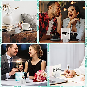 Geyoga 50 Pcs Table Number Holder Round Table Number Stands Modern Place Card Holders White Table Number Holders Wood Table Number Clips for Wedding Reception Anniversary Party Events Banquet Picture