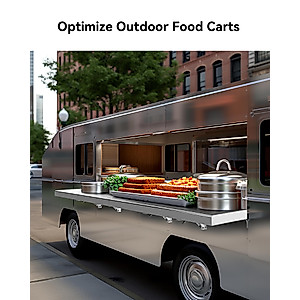 ZeroPone Stainless Steel Folding Wall Shelf 72L x 12W Inch,Stainless Steel Folding Drop-Down Food Shelf Stand,for Kitchen, Restaurant, Garage, Laundry Room, Food Truck, Window Service