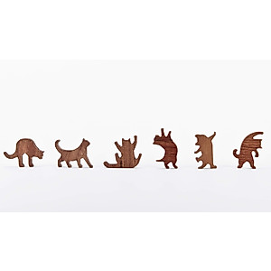 COMMA Wooden Cat Pile Set #3 (Green Thread, 6 Kittens)