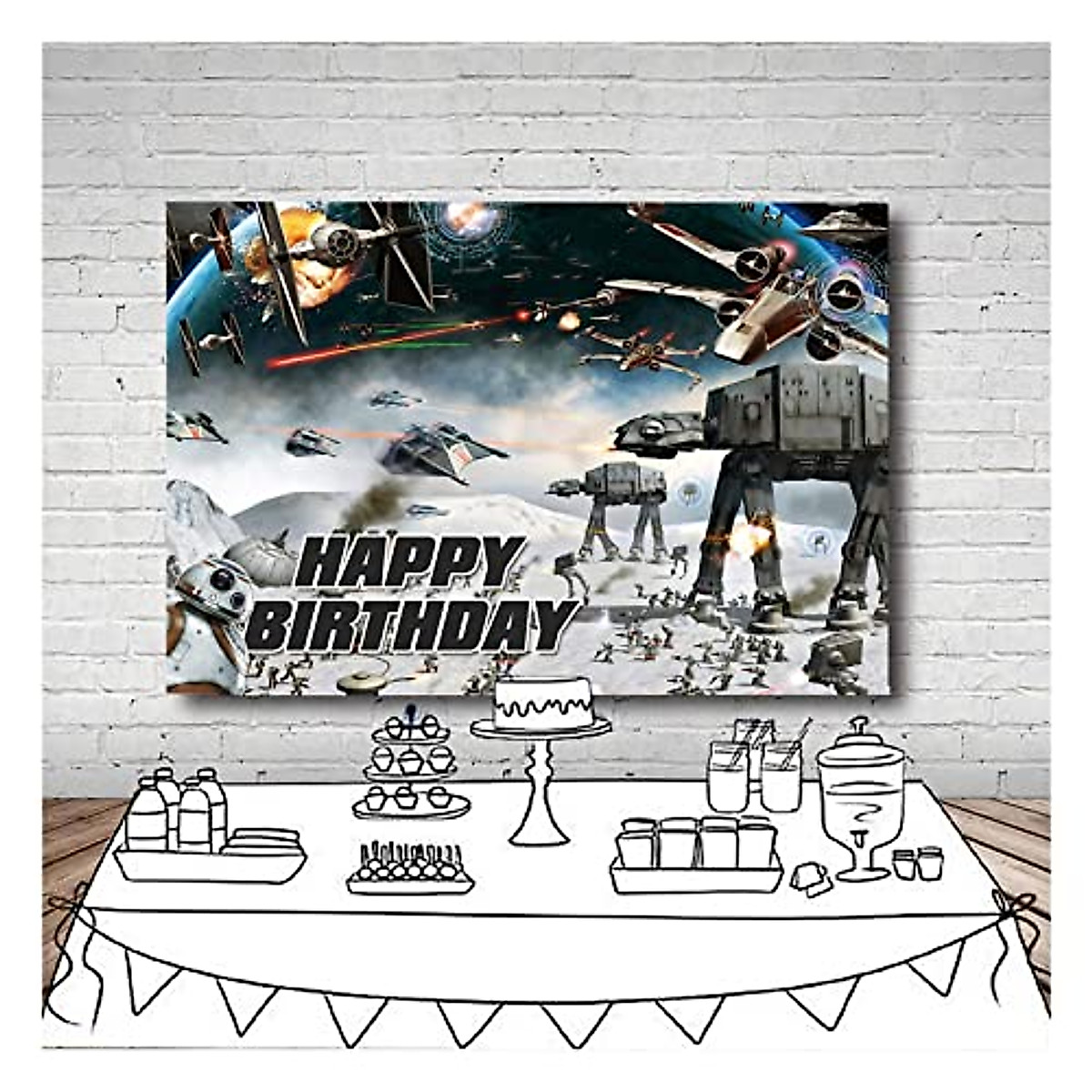 Outer Space Galaxy Wars Photography Backdrop Black Stars Science Fiction Photo Backgrounds Kids Boys Birthday Decorations Cake Table Banner 5x3ft