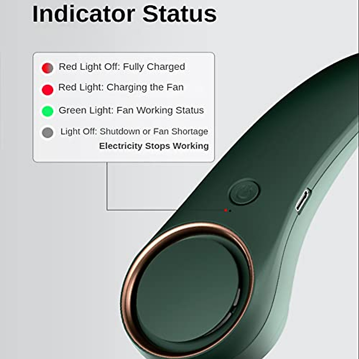 UJAY Neck Fan,4000mAh Personal Portable Bladeless Cooling Fan,USB Rechargeable Fan,360° Surround Wind,3-Speed Strong Wind, Low Noise,Non-Slip Silicone,Suitable for Outdoor,Shopping,Travel,Camping