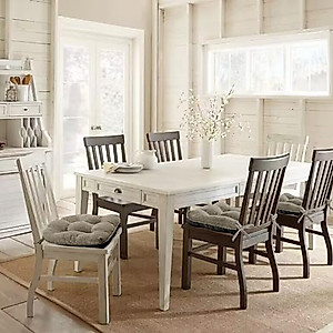 LOVTEX Kitchen Chair Cushions Set of 4, Non-Slip Chair Cushions for Dining Chairs, Shredded Memory Foam Chair Pads with Ties, Tufted Dining Chair Cushions, 15.5" x 15.5", Khaki