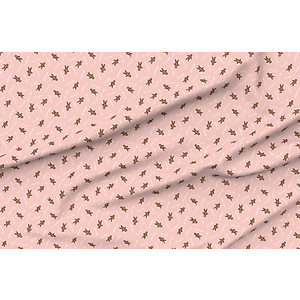 Spoonflower Fabric - Candy Canes Christmas Treats Gingerbread Man Pink Brown Small Scale Printed on Petal Signature Cotton Fabric Fat Quarter - Sewing Quilting Apparel Crafts Decor