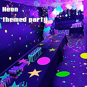 32 Sheets Neon Papers Glow Party Decorations,Neon Paper Garland Circle Dots,UV Blacklight in The Dark for Dance Floor,Birthday,Wedding,Party