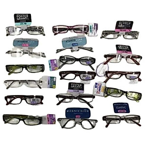 Foster Grant Reading Glasses -10 Pairs Assorted Bulk Magnivision, EZ Readers, Spare Pair, Essentials and other FGX brand READING GLASSES Assorted Strengths And Styles 1.25 - 3.25
