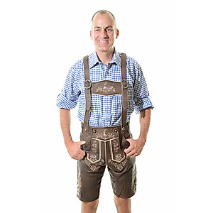 Men's Oktoberfest Lederhosen Berlin Dark Brown - Oktoberfest Lamb Leather Trousers 32