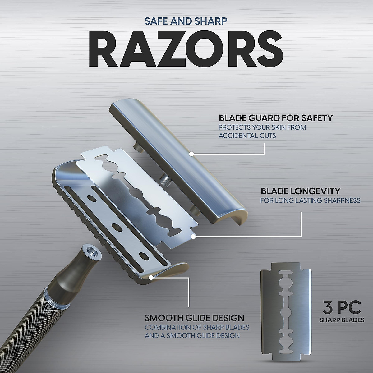 VETERAN OWNED COMPANY. Safety Razor, single blade, Chrome Double Edge Safety Razor, with 10 Platinum Coated Double Edge Safety Razor Blades. This shaver will last a lifetime.