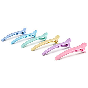 Rioa Hair Clips - 12 Pack Multicolor Plastic Duck Teeth Clips for Women's Styling and Sectioning. Non-slip for Thick & Thin Hair - Professional Salon Quality