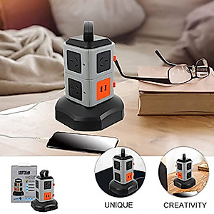 2 Power Outlet Home Power Board Power Board Outlets Socket Power Board with Surge Protector Strip Smart Charging Socket USB Power Supply Pc Fireproof Material